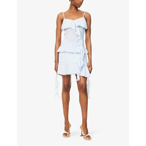 AMY LYNN Ruffle Shirred Chiffon Top