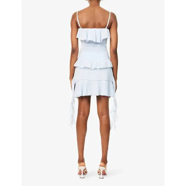 AMY LYNN Ruffle Shirred Chiffon Top