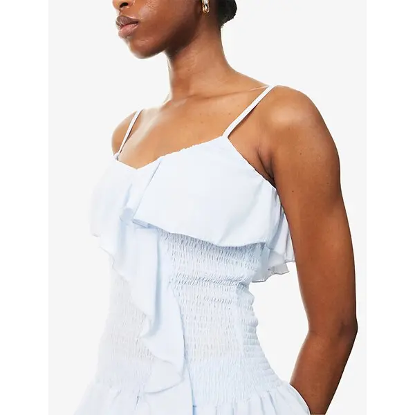 AMY LYNN Ruffle Shirred Chiffon Top