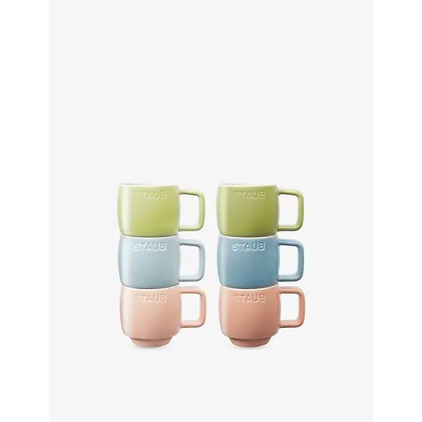 STAUB Macaron Set Of Six Ceramic Mugs 350ml - Mixed