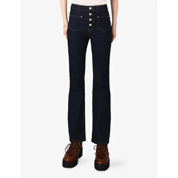 Maje Bootcut High-rise Jeans - Bleus
