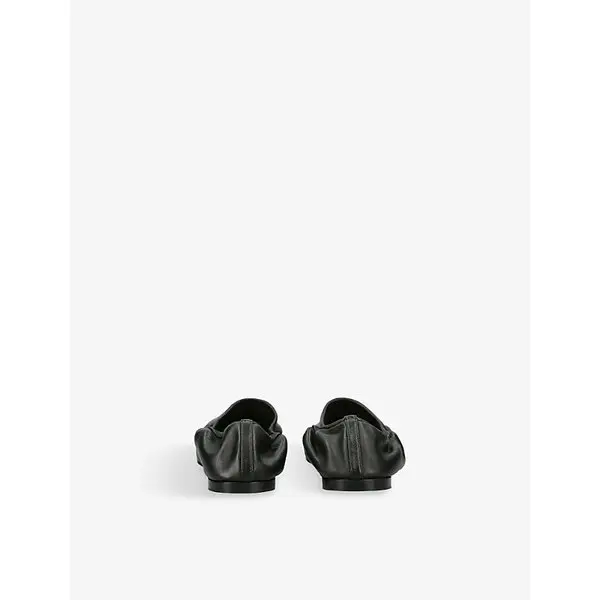 Alaïa Ruched Leather Slipper Flats - Black