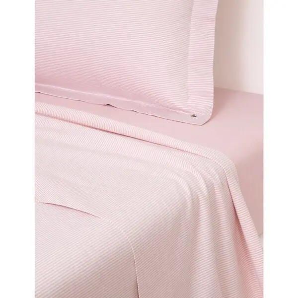 Ralph Lauren Oxford Logo-embroidered Striped Cotton Flat Sheet - Rosette