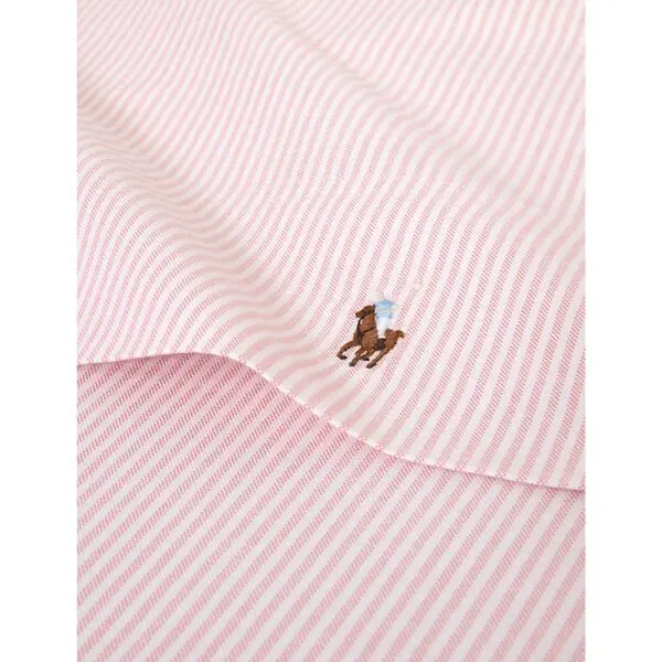 Ralph Lauren Oxford Logo-embroidered Striped Cotton Flat Sheet - Rosette