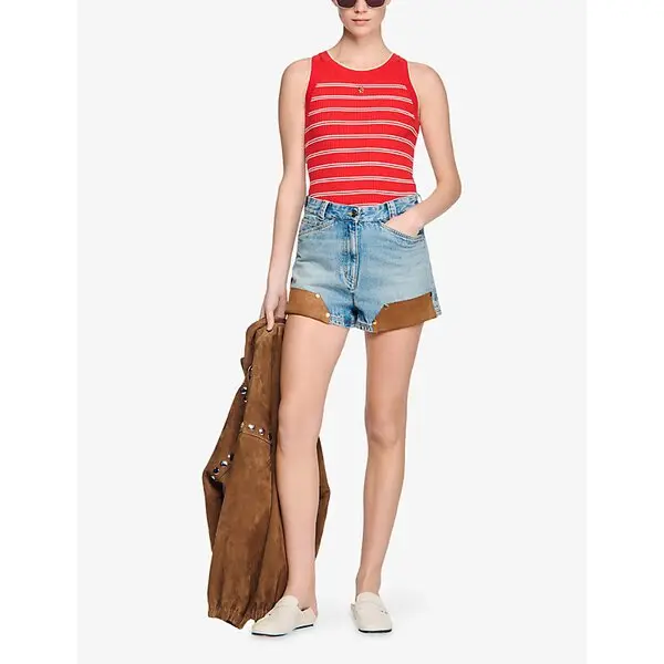 Sandro Stripe-print Knitted Vest Top