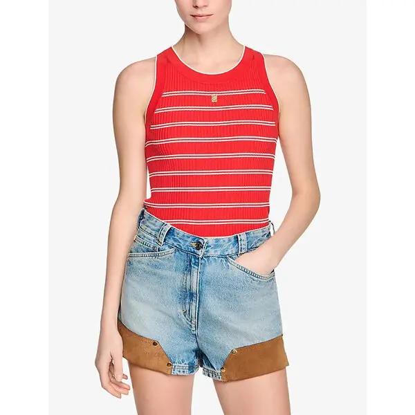 Sandro Stripe-print Knitted Vest Top