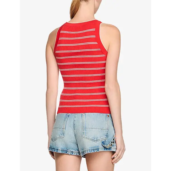 Sandro Stripe-print Knitted Vest Top
