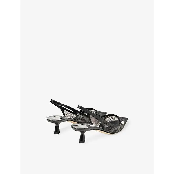 JIMMY CHOO Amita 45 Lace Slingback Pumps - Black/black