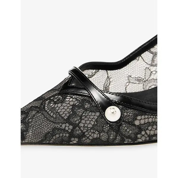 JIMMY CHOO Amita 45 Lace Slingback Pumps - Black/black