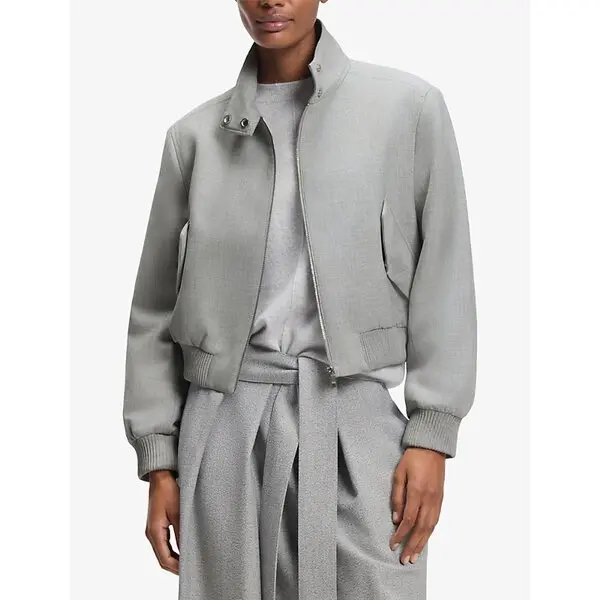BOSS Cropped Stretch-woven Bomber Jacket