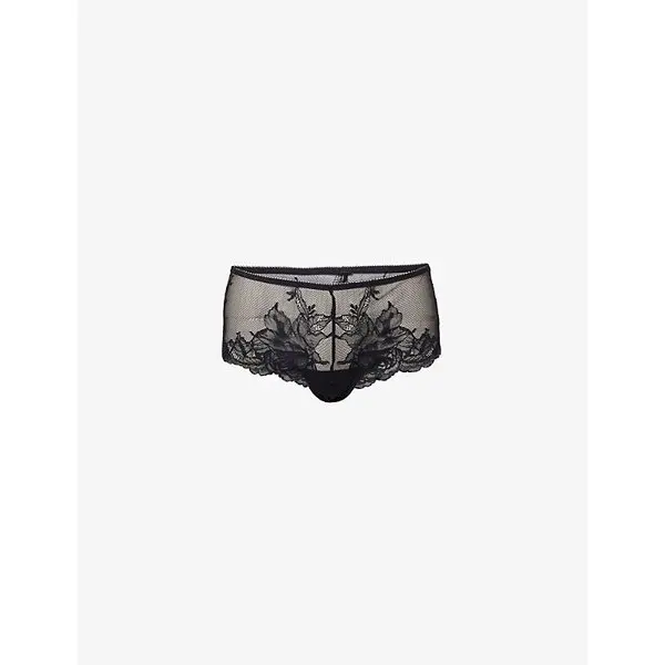 Wacoal Vivid Attraction High-leg Lace And Mesh Tanga Briefs - Black