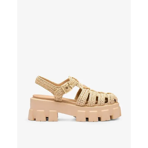 Prada Monolith Logo-plaque Crochet Sandals