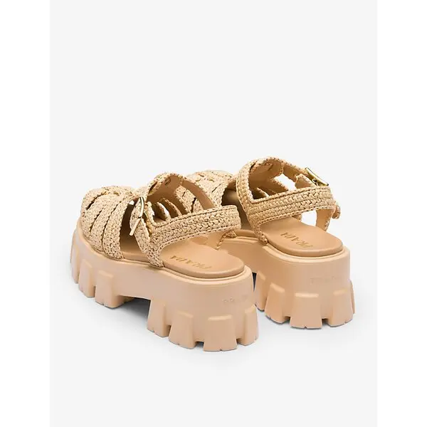 Prada Monolith Logo-plaque Crochet Sandals