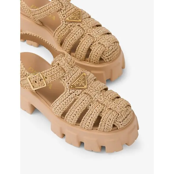 Prada Monolith Logo-plaque Crochet Sandals
