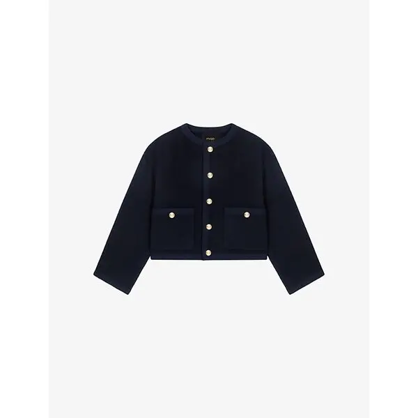 Maje Braided-trim Patch-pocket Wool-blend Jacket