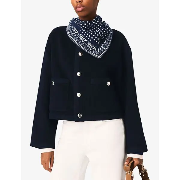 Maje Braided-trim Patch-pocket Wool-blend Jacket