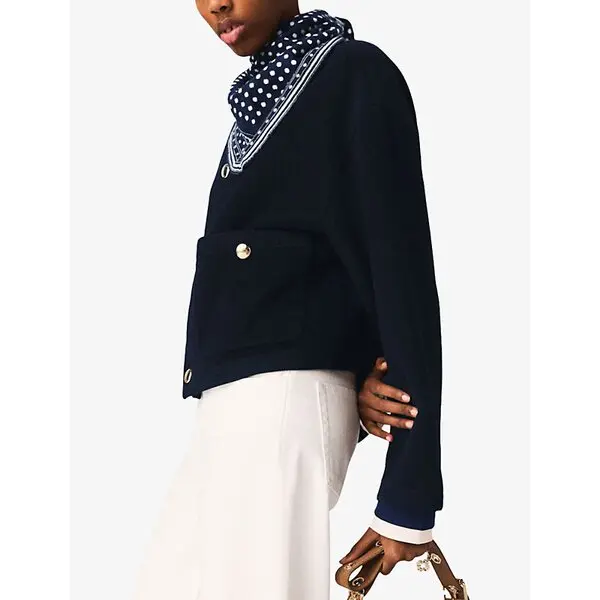 Maje Braided-trim Patch-pocket Wool-blend Jacket