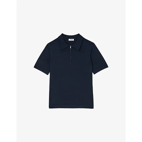 Sandro Zipped Stretch-woven Polo Shirt - Bleus