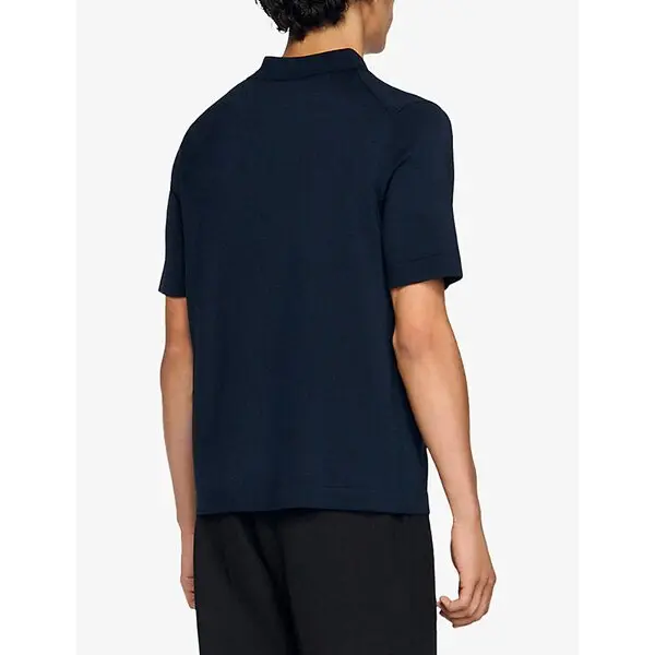 Sandro Zipped Stretch-woven Polo Shirt - Bleus