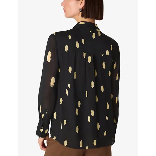 Whistles Polka-dot Tie-neck Blouse