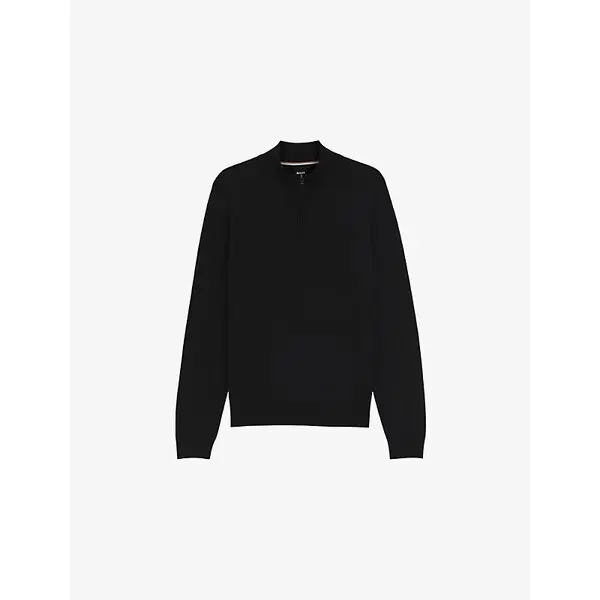 BOSS Zip-neck Wool-knitted Jumper
