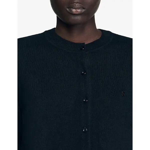 Sandro Wool And Cashmere Cardigan With Ruffle Cuffs