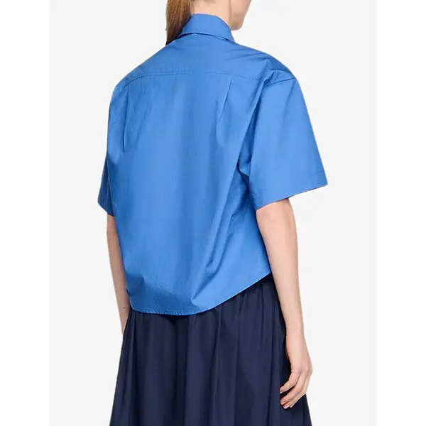 Sandro Embroidered Bead-embellished Cotton Shirt