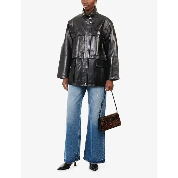 STAND STUDIO High-neck Leather Parka