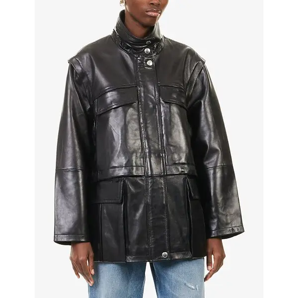 STAND STUDIO High-neck Leather Parka