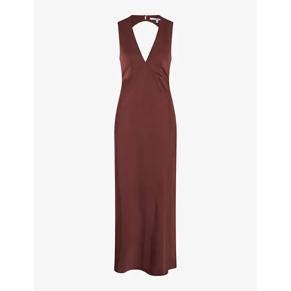 OMNES Nova Tie-back Satin Maxi Dress - Chocolate