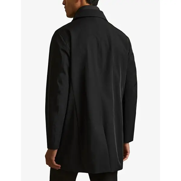 REISS Logan Funnel-neck Coat - Black