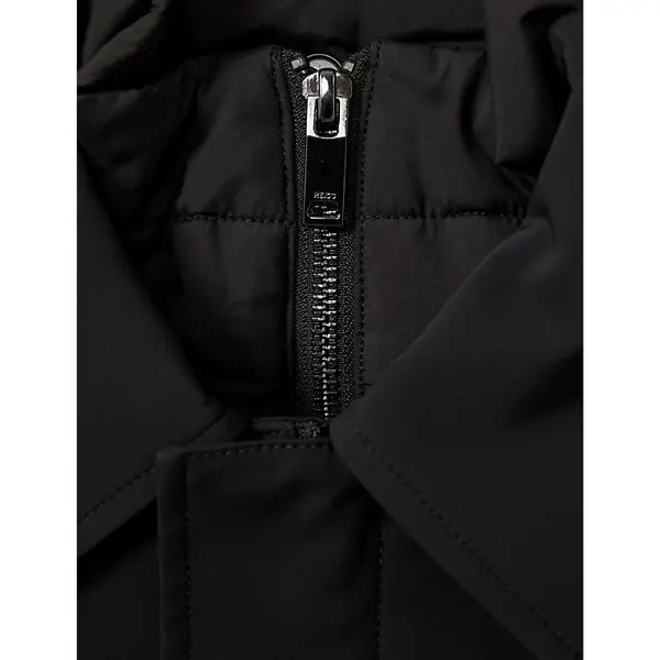 REISS Logan Funnel-neck Coat - Black