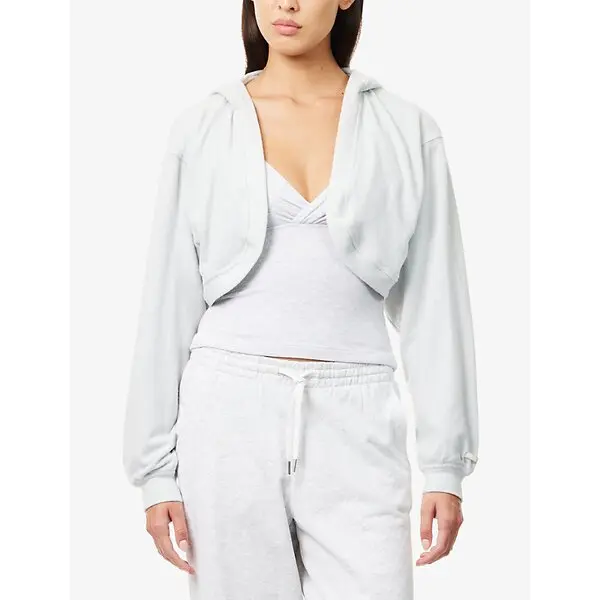 Bo+tee Athleisure Cropped Stretch-jersey Hoodie