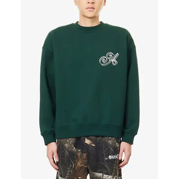 AWAKE NY Script Crewneck Cotton-jersey Sweatshirt