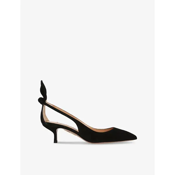 AQUAZZURA Bow Tie Suede Heeled Pumps
