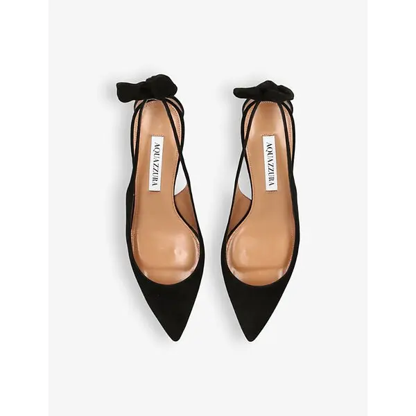 AQUAZZURA Bow Tie Suede Heeled Pumps