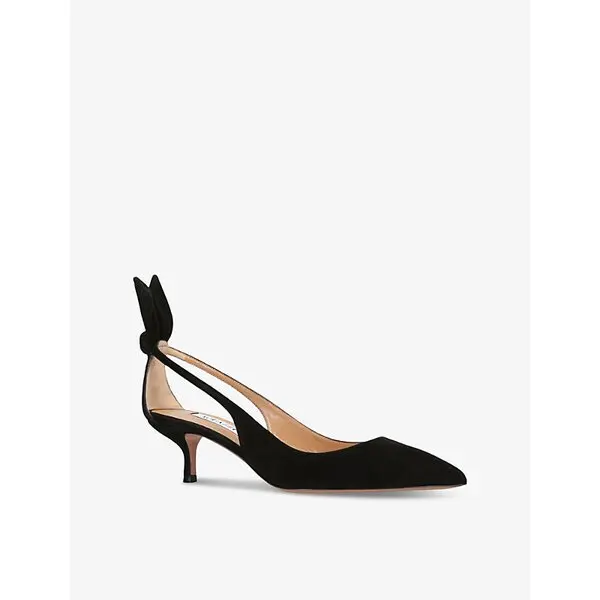 AQUAZZURA Bow Tie Suede Heeled Pumps