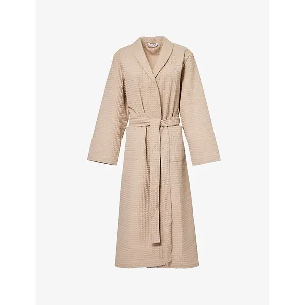 Lounge Waffle Textured Cotton-blend Dressing Gown - Mink