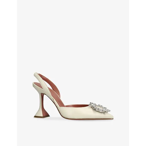 Amina Muaddi Begum 95 Leather Slingback Courts