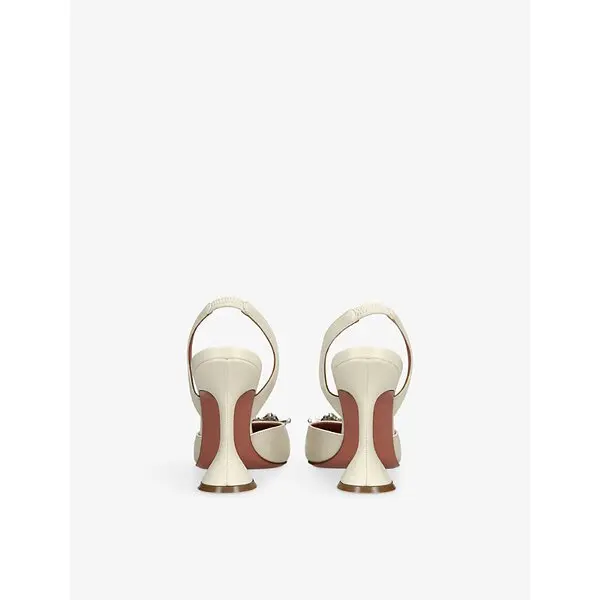 Amina Muaddi Begum 95 Leather Slingback Courts