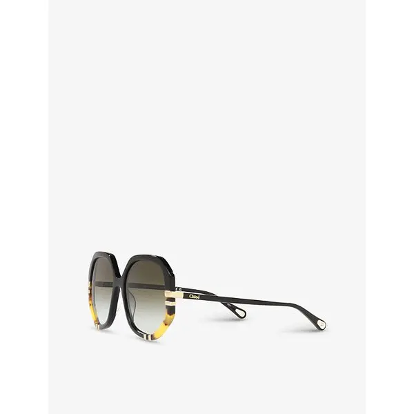 Chloé Hexagonal-frame Acetate Sunglasses - Black