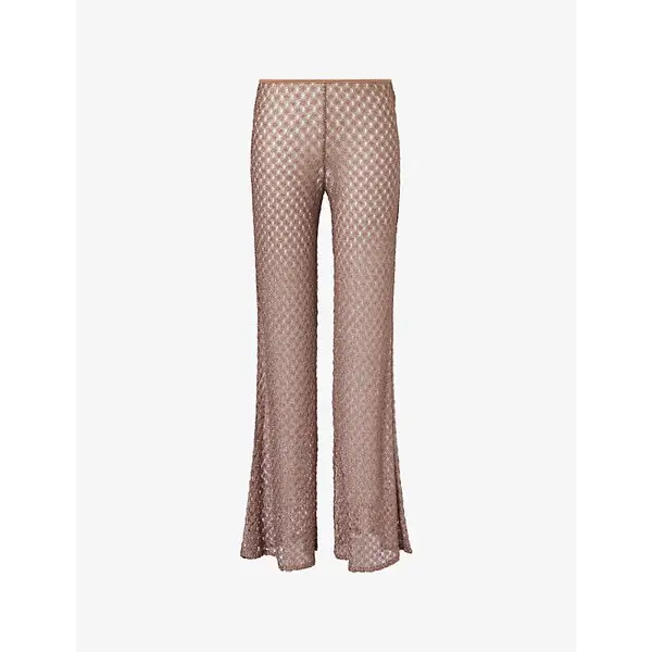 Missoni Raschel Lace Flared Rayon-blend Trousers - Brown