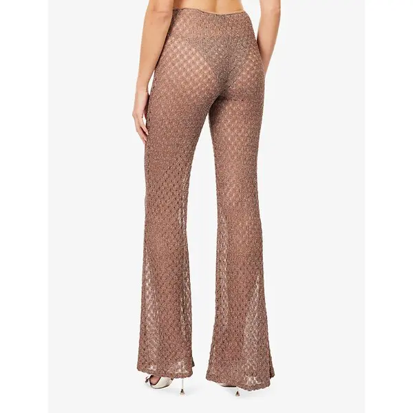 Missoni Raschel Lace Flared Rayon-blend Trousers - Brown