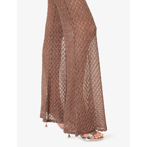 Missoni Raschel Lace Flared Rayon-blend Trousers - Brown