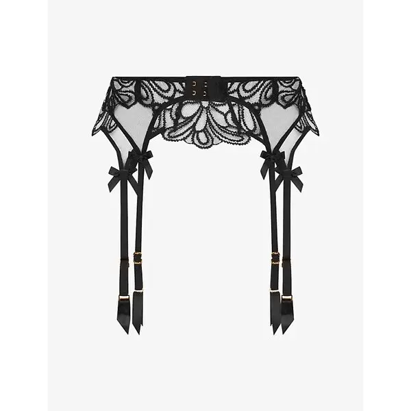 Agent Provocateur Nelle Embroidered Mesh Suspender Belt