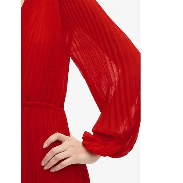The Kooples Lace-panel Pleated Maxi Dress - Red