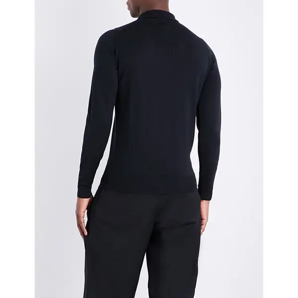 John Smedley Belper Knitted Polo Jumper - Black