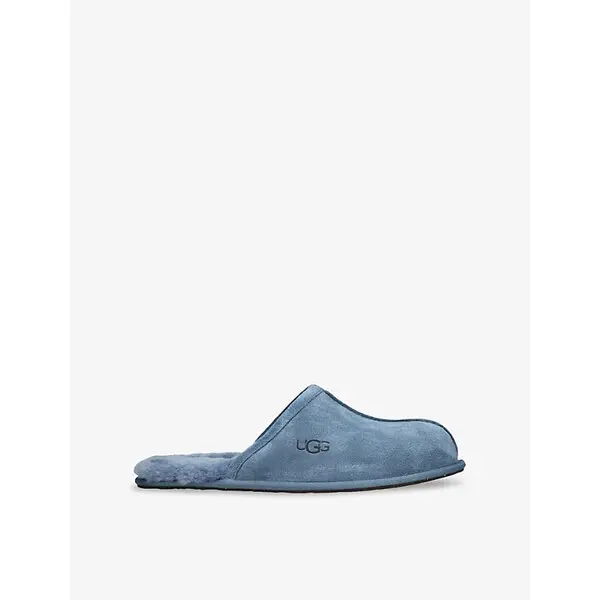 UGG Branded Suede And Shearling Slippers - Blue