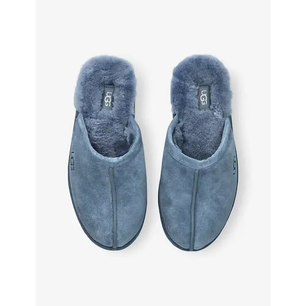 UGG Branded Suede And Shearling Slippers - Blue