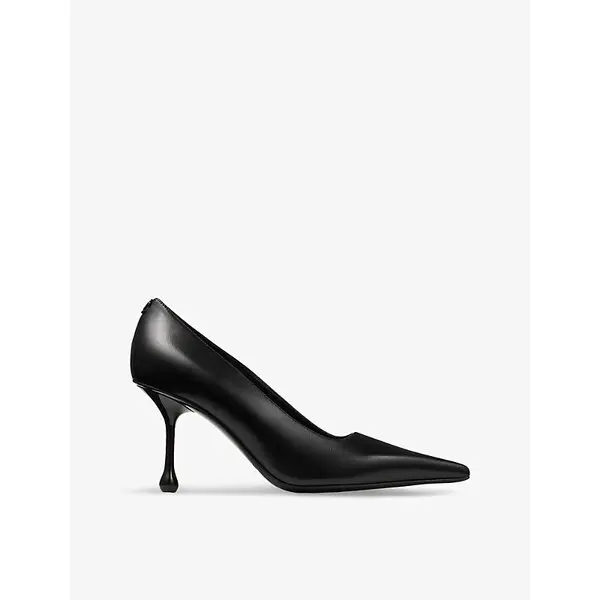 JIMMY CHOO Ixia 80 Logo-embellished Leather Heeled Courts - Black